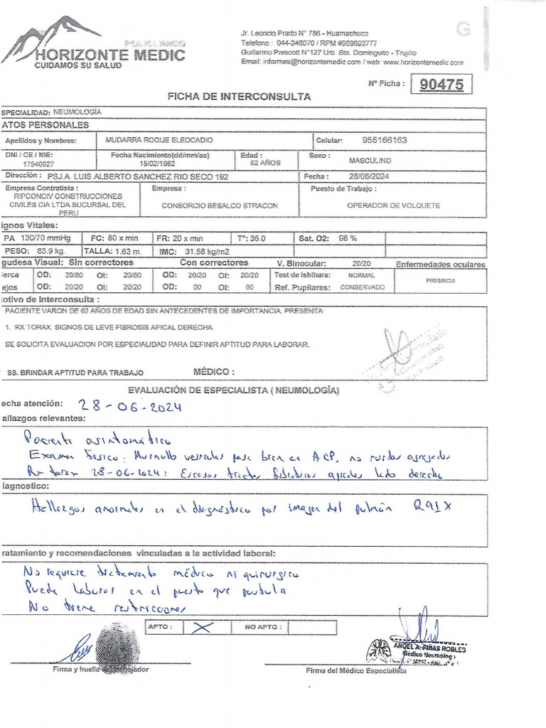 Ficha de Interconsulta | PDF