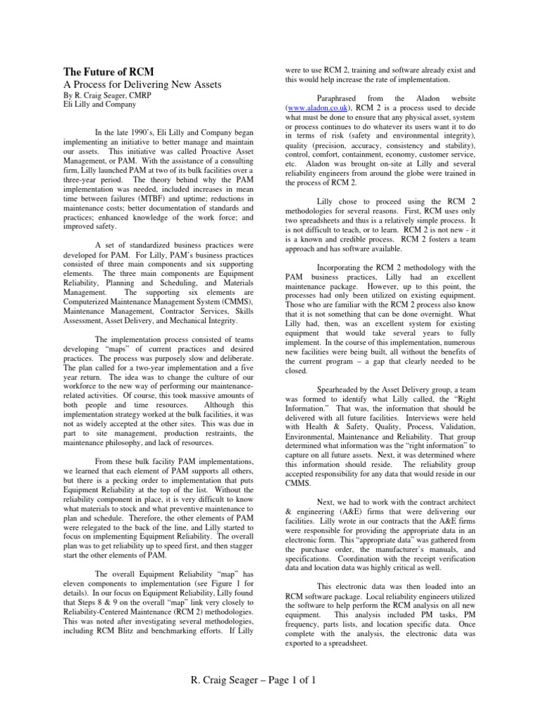 The Future of RCM | PDF | Reliability Engineering | Business
