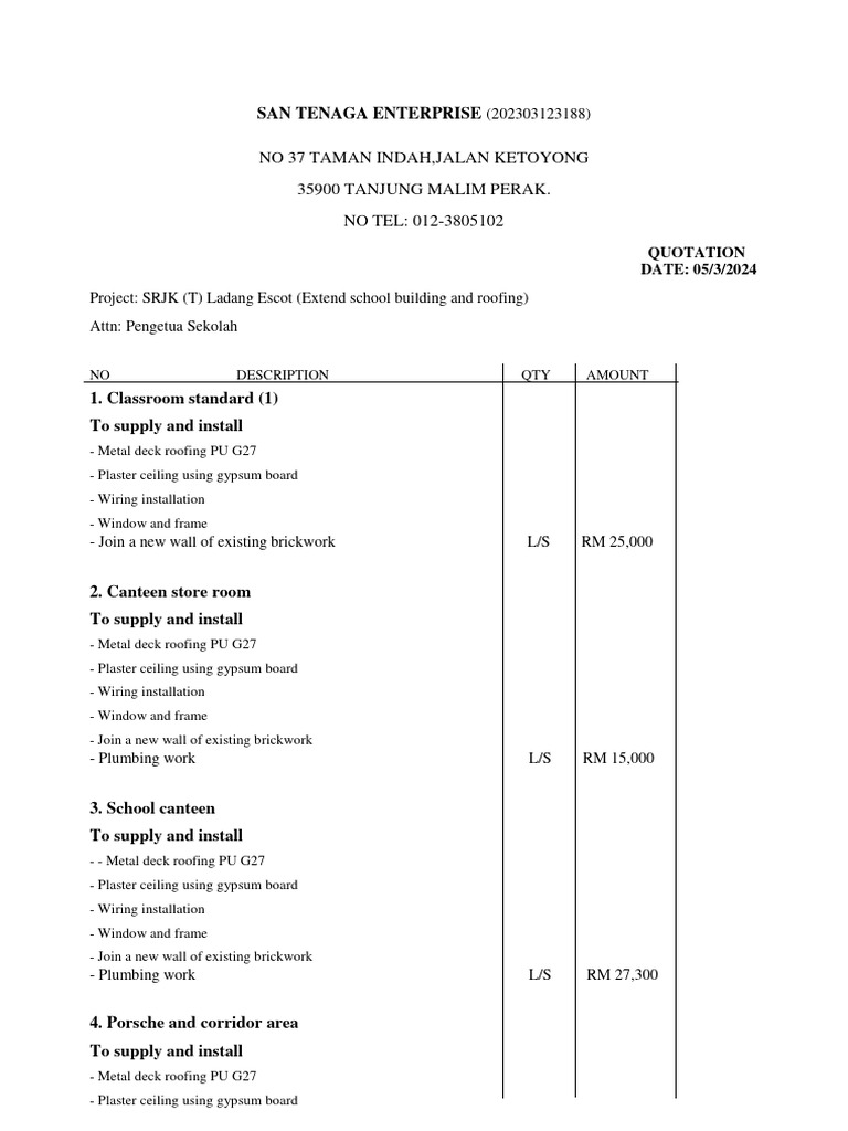 QUOTATION SAN ESCOT | PDF | Plaster | Buildings And Structures