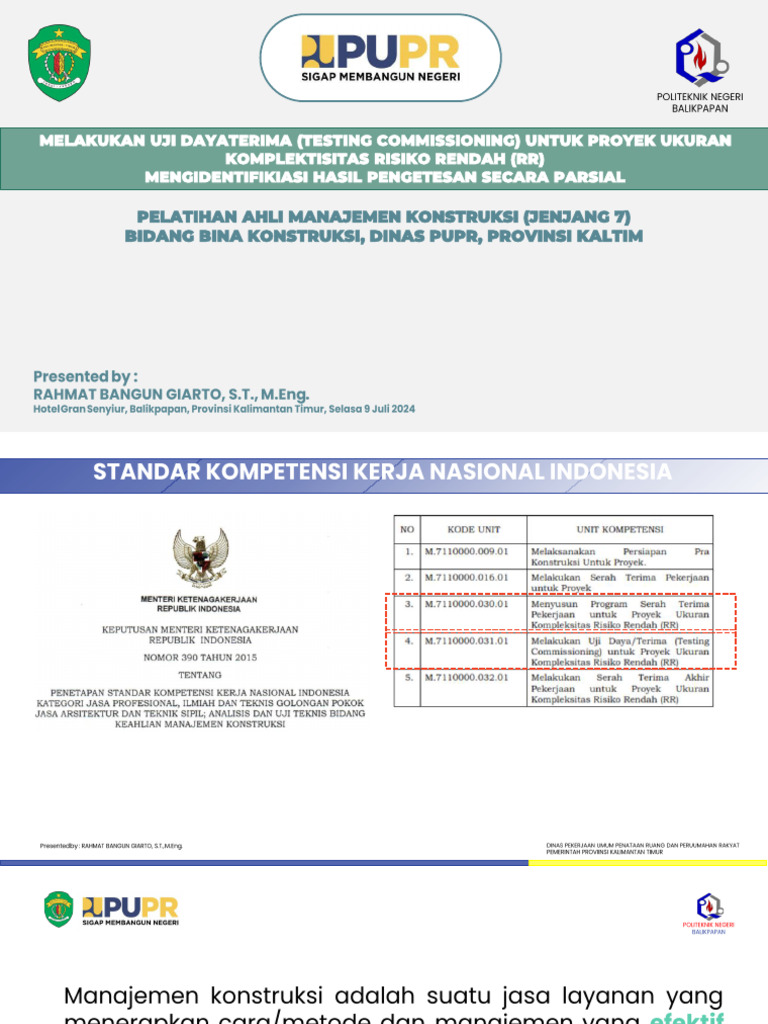 Melakukan Uji DayaTerima (Testing Commissioning) Untuk Proyek Ukuran ...