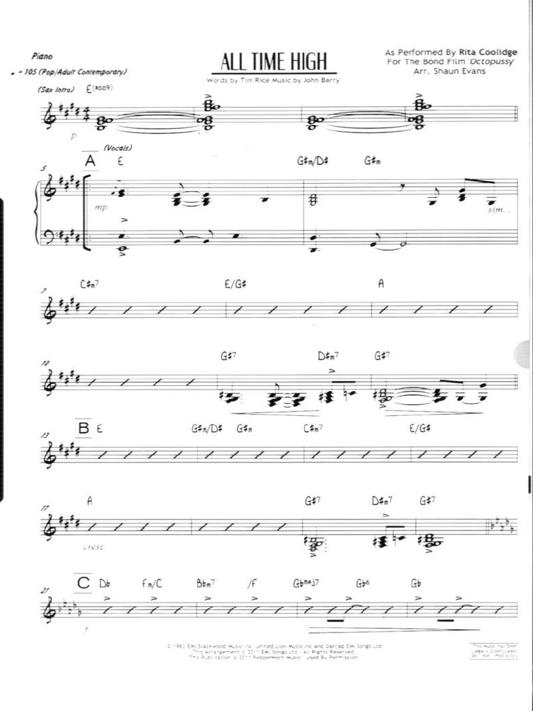 All Time High Piano | PDF