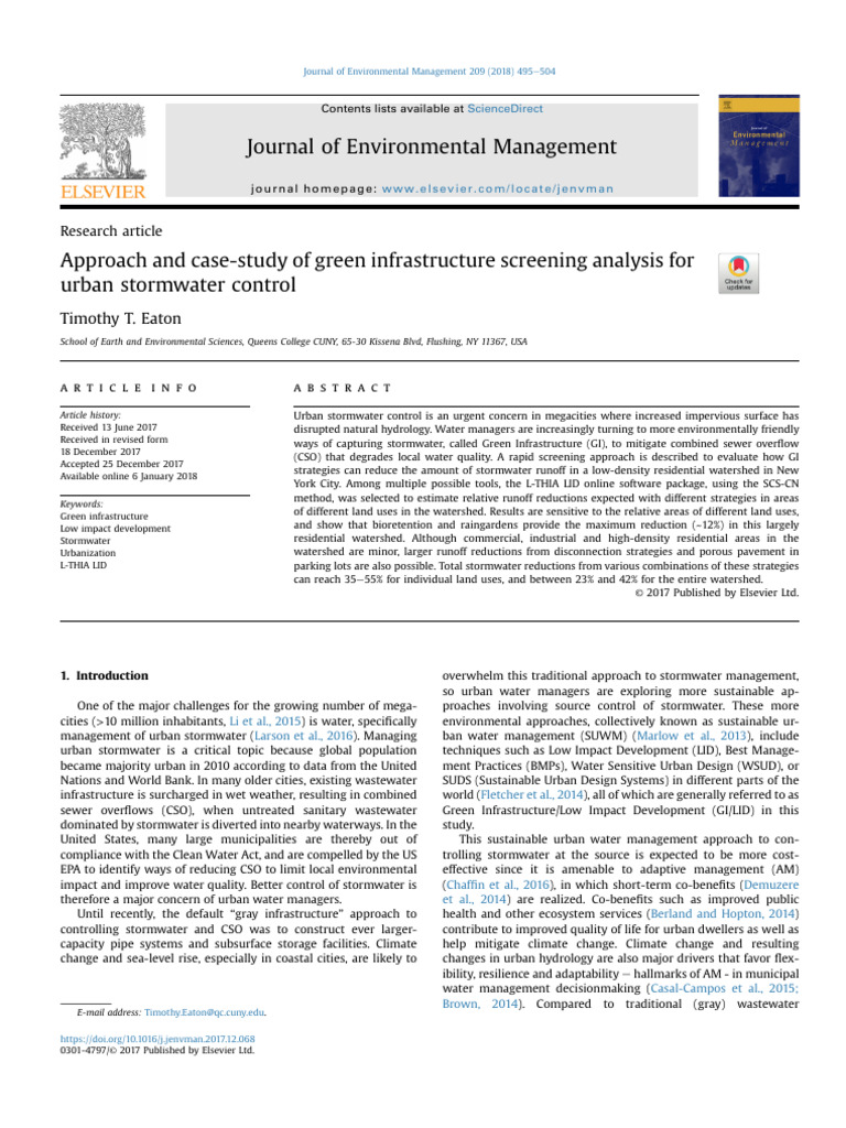 Approach and case-study of green infrastructure screening analysis for ...