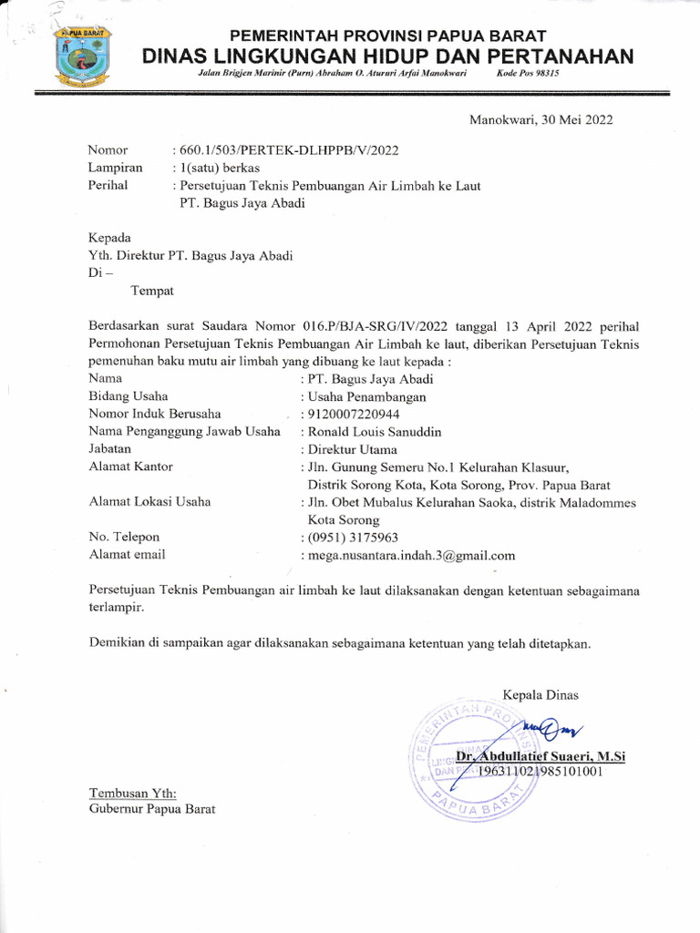 Pertek Pembuangan Air Limbah Ke Laut | PDF