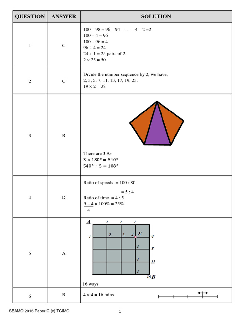SEAMO 2016 Paper C Solutions | PDF | Mathematics