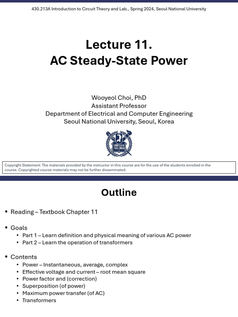 Lect11b Transformer | PDF | Inductance | Transformer