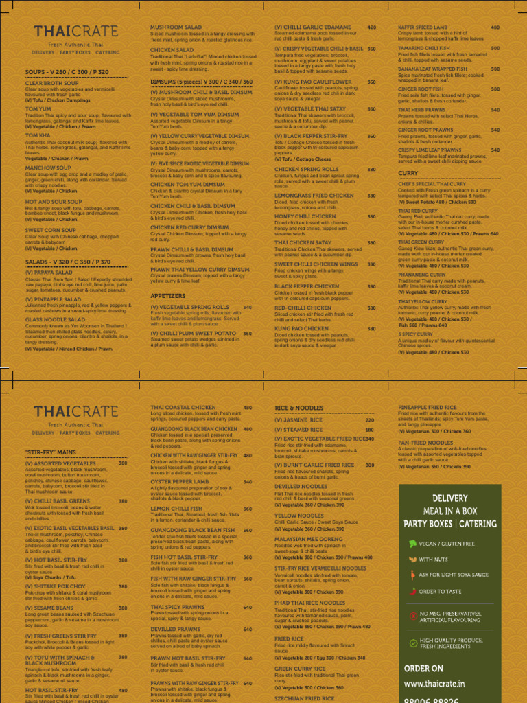 Thai Crate Menu | PDF | Thai Cuisine | Curry