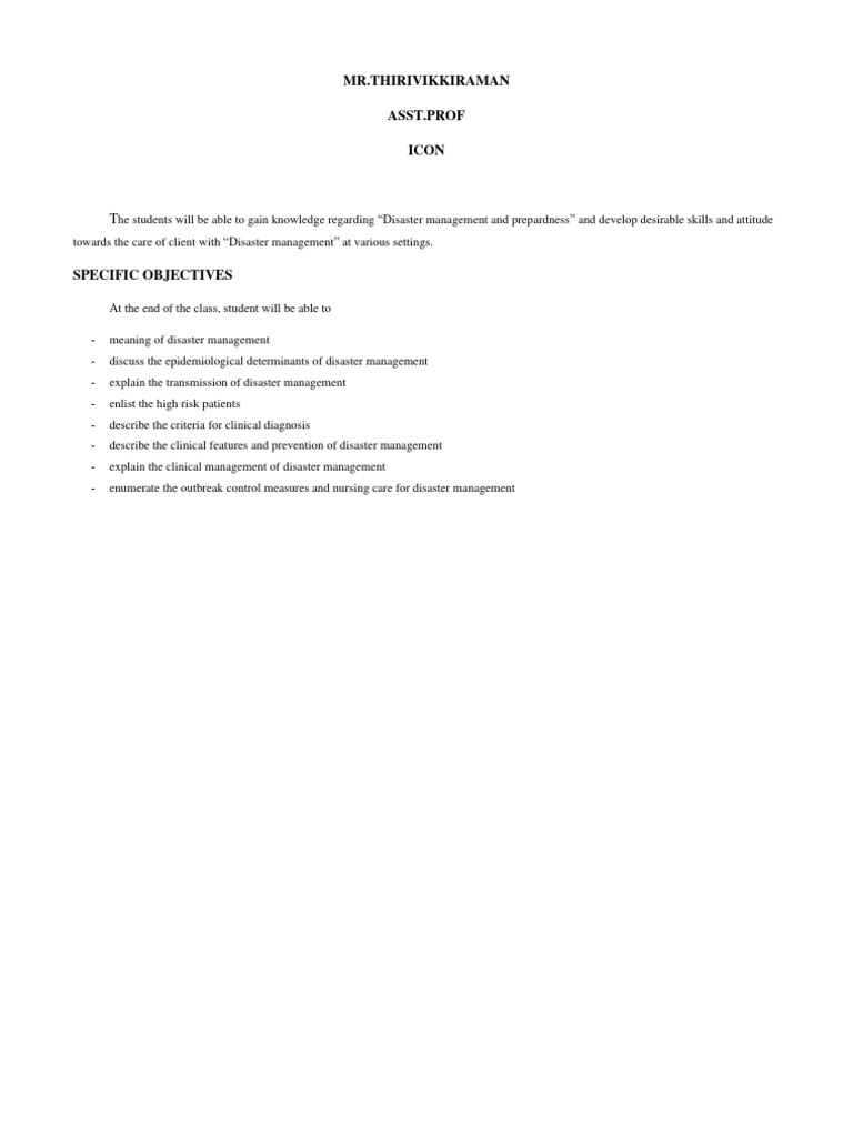 Disaster Management Lesson Plan | PDF | Natural Disasters | Emergency ...