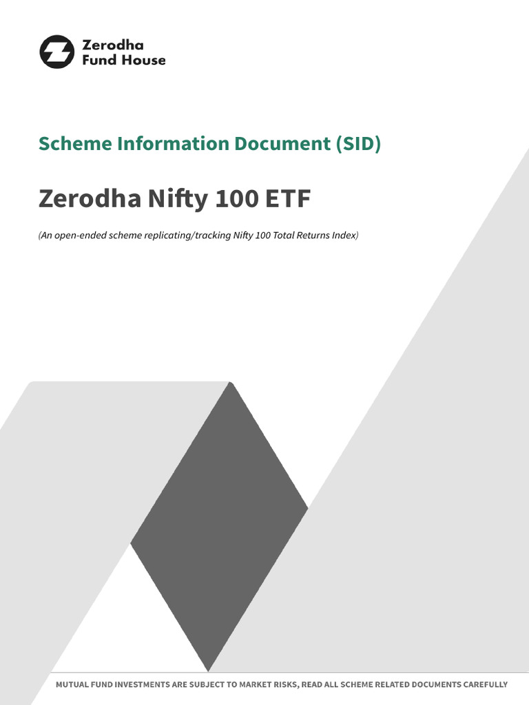 Zerodha Nifty 100 ETF - SID | PDF | Bonds (Finance) | Derivative (Finance)