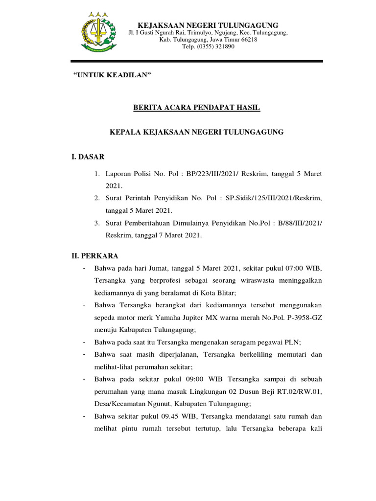 Berita Acara Pendapat Hasil | PDF