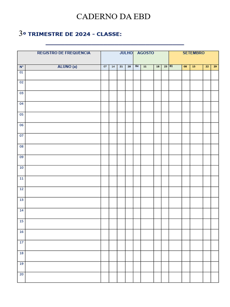 Caderneta Da Ebd - 3°trimestre 2024 | PDF