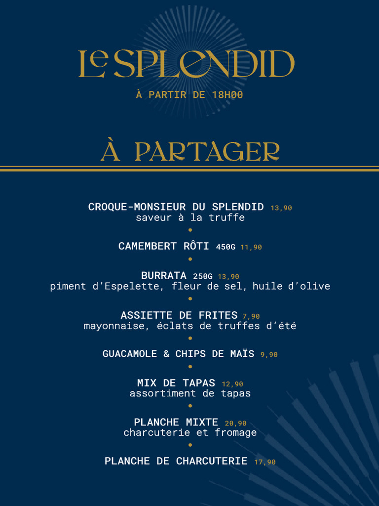 Menu varié du restaurant Le Splendid | PDF | sauce | Nourritures