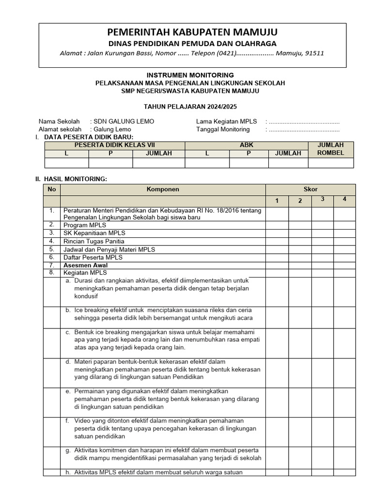 Instrumen Monitoring Mpls 2024 | PDF