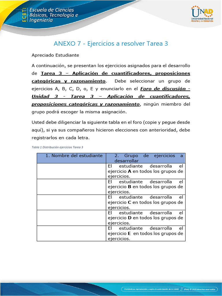 Anexo 7 - Ejercicios A Resolver Tarea 3 | PDF | Argumento | Proposición