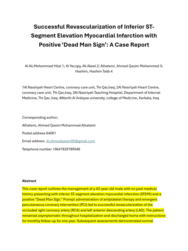 ECG: Dead Man Sign | PDF | Myocardial Infarction | Percutaneous ...