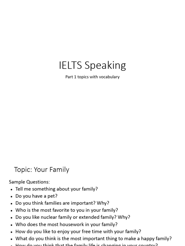 Ielts Speaking Part 1 Topics With Vocabulary | PDF | Sports | Grocery Store