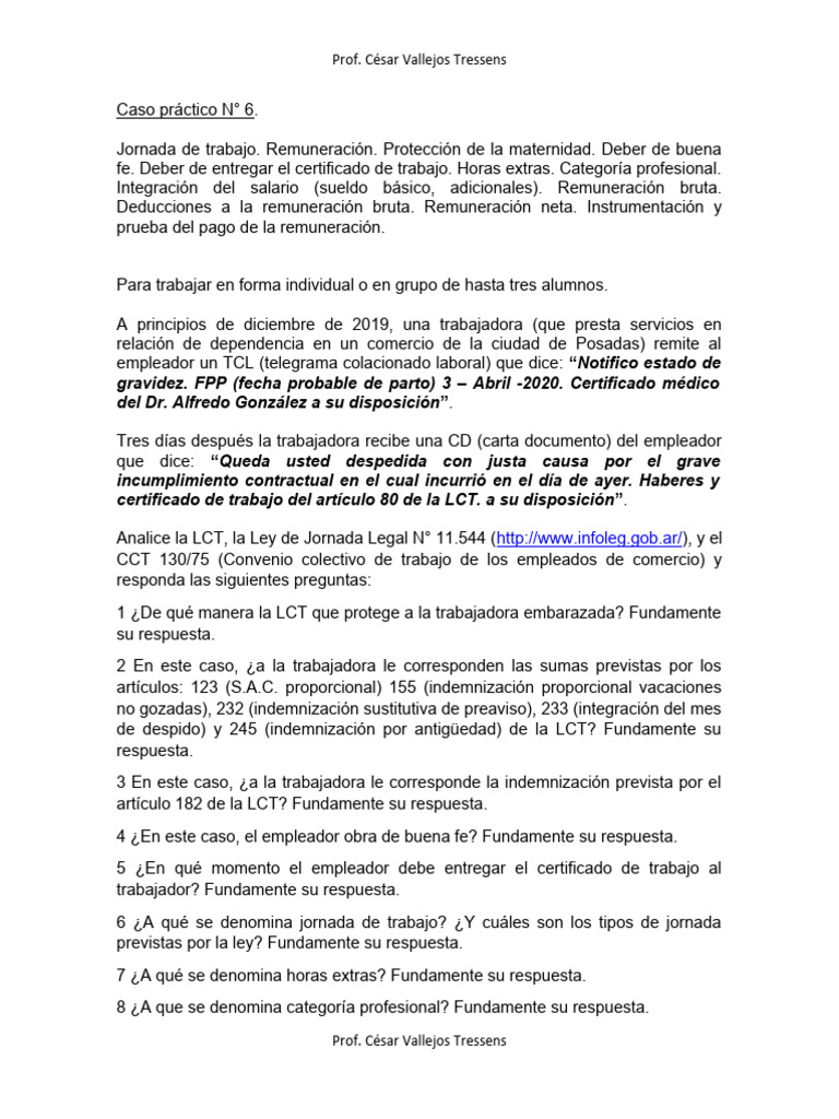 Caso N° 6 Remuneración | PDF | Salario | Derecho laboral