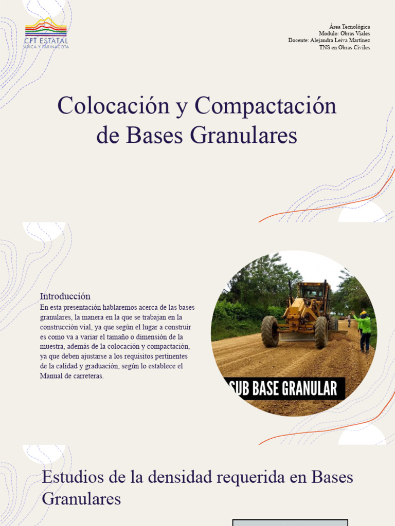 Colocación y Compactación de Bases Granulares | PDF | Materiales | Física Aplicada e ...