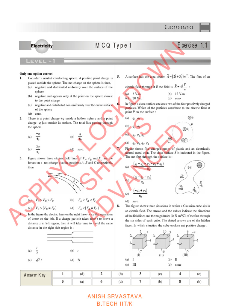 ELECTROSTATICS Final Assignment - Kl9eozlmwqsael8nska8 | PDF | Electric Field | Force