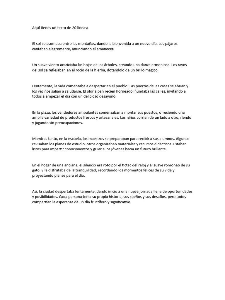 Aquí Tienes Un Texto de 20 Líneas | PDF