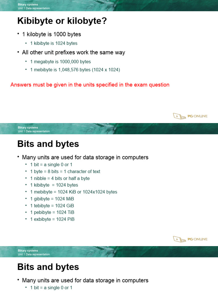 P1 - Unit 1 - Data Representation | PDF | Byte | Data Compression