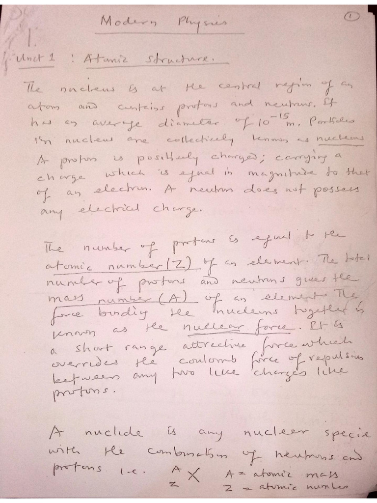 Phy 102 Note (Atomic Structure and Radioactivity) | PDF
