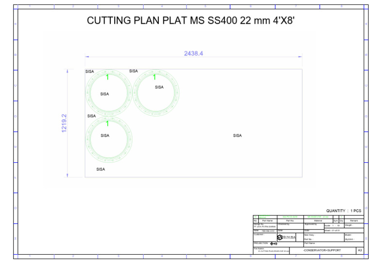 Cutting Plan for MS SS400 22mm Sheet | PDF