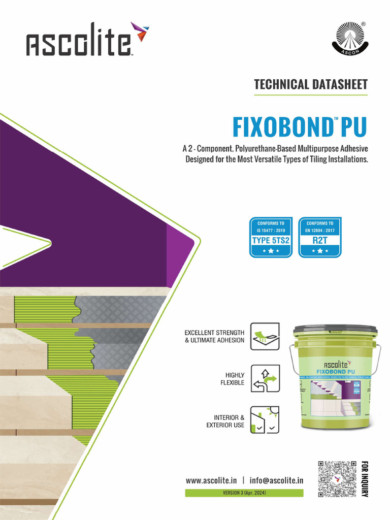 Fixobond PU - TDS - Ver - 03 | PDF | Adhesive | Tile