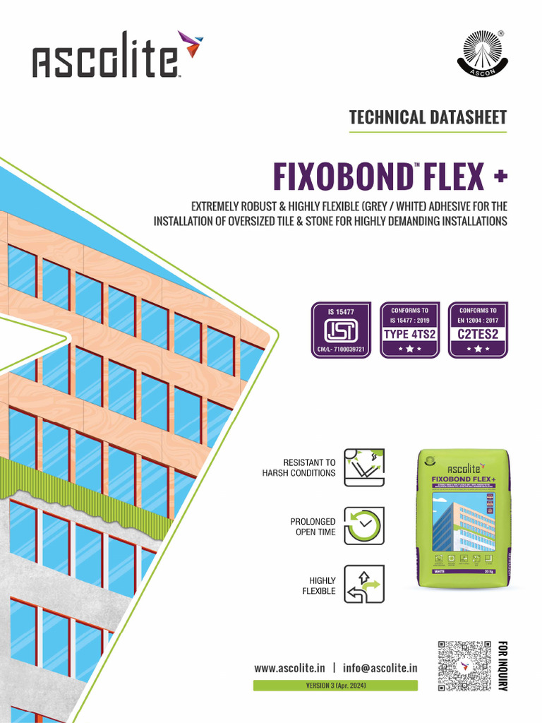 Fixobond Flex + - TDS - Ver - 03 | PDF | Tile | Adhesive