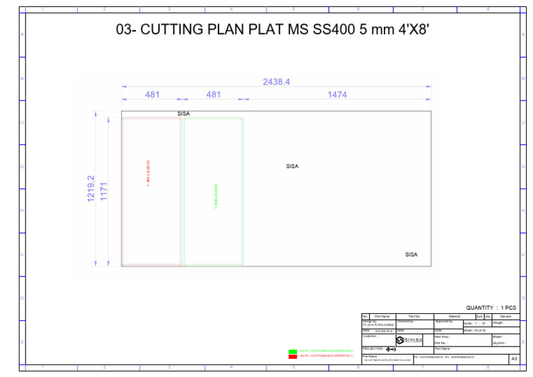Cutting Plan for MS SS400 Plates | PDF
