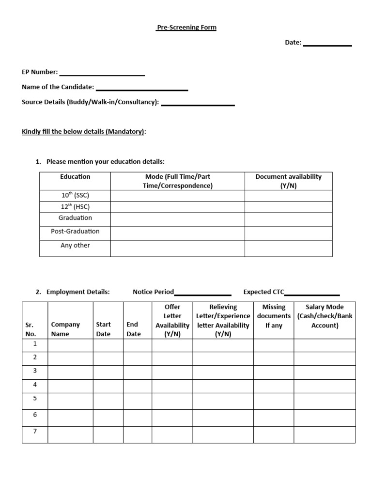 Candidate Information Form | PDF