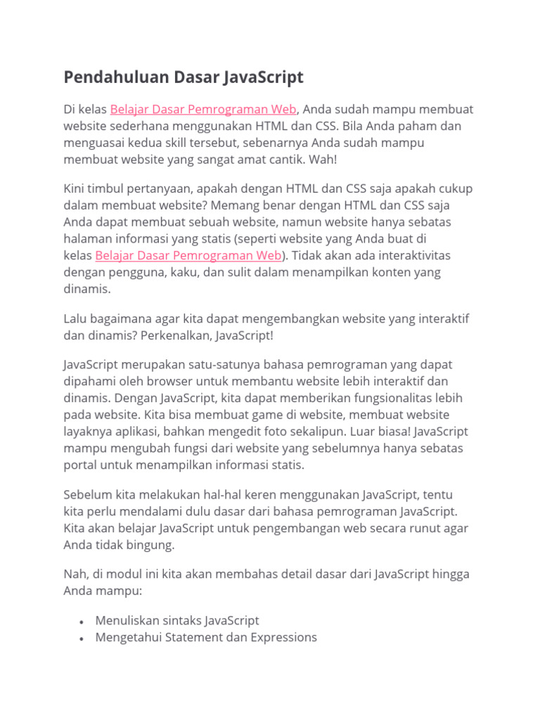 Dasar JavaScript untuk Web Interaktif | PDF | Seni | Komputer