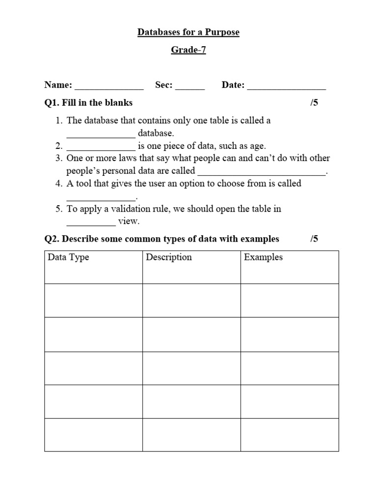 Understanding Databases for Grade 7 | PDF | Computers