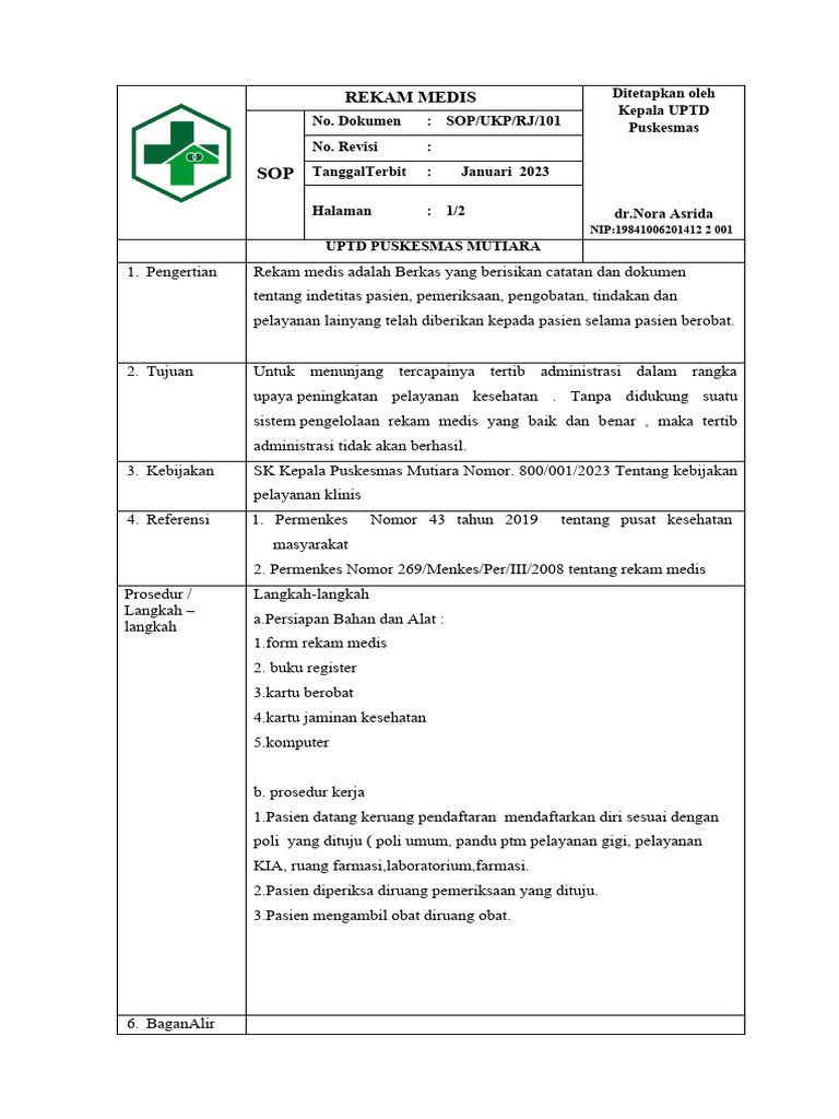 Sop Rekam Medis | PDF