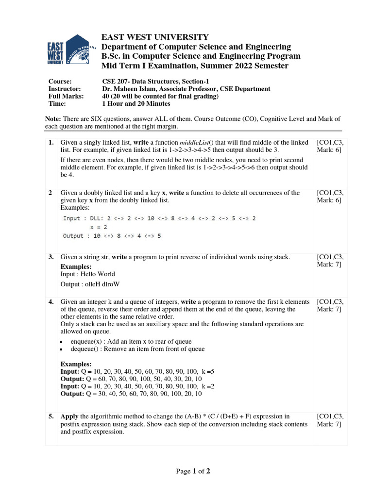 Mi 1 | PDF | Queue (Abstract Data Type) | Software Engineering