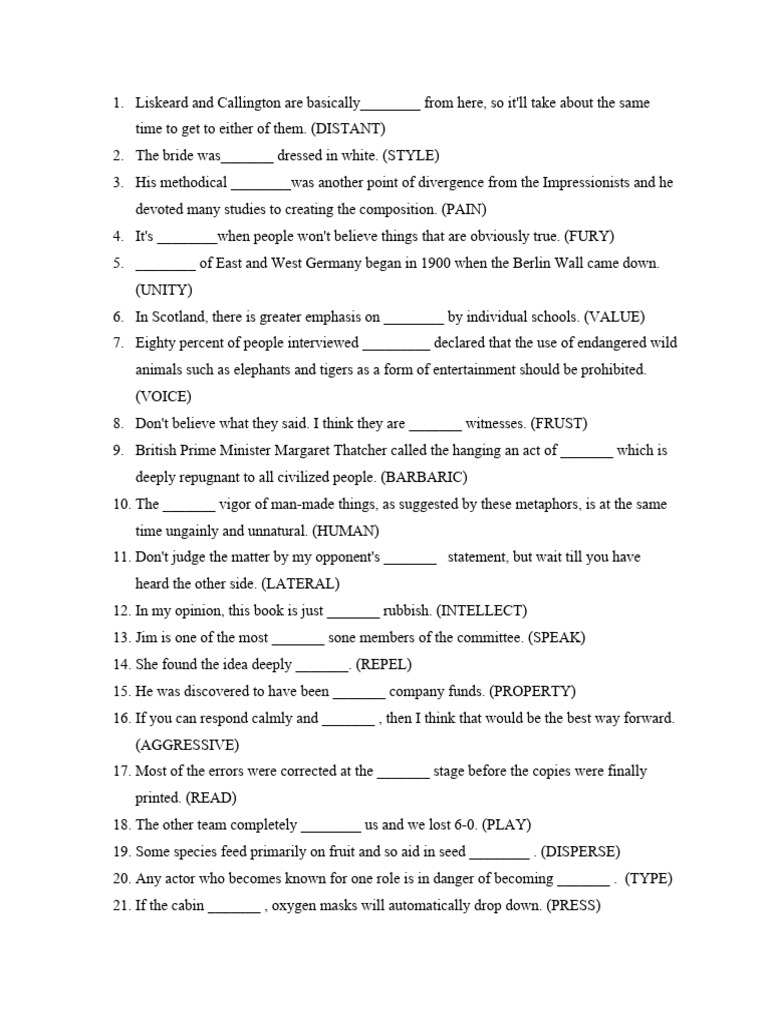 Word Form (1-100) - Khó | PDF | Young Adult