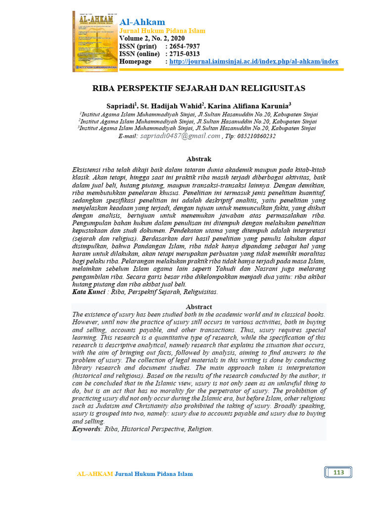 Riba_Perspektif_Sejarah_Dan_Religiusitas | PDF