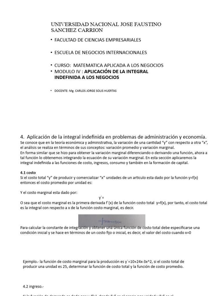 Aplicacion de La Integral Modulo Iv | PDF | Integral | Ahorro