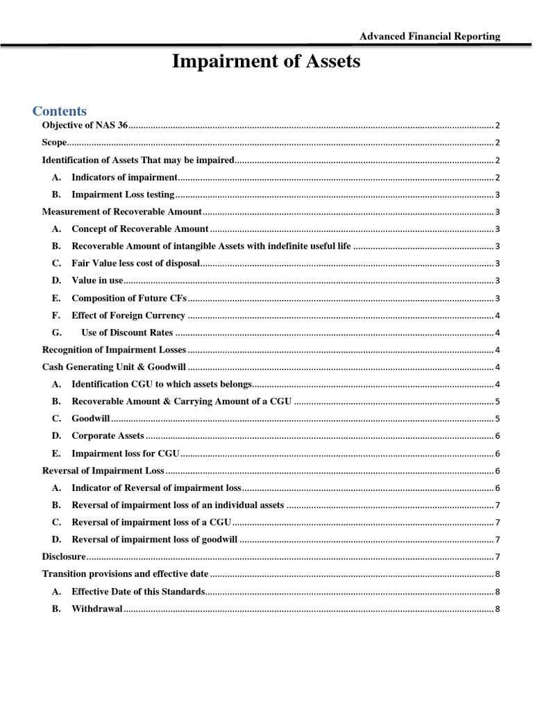 Impairment of Assets | PDF | Goodwill (Accounting) | Discounting