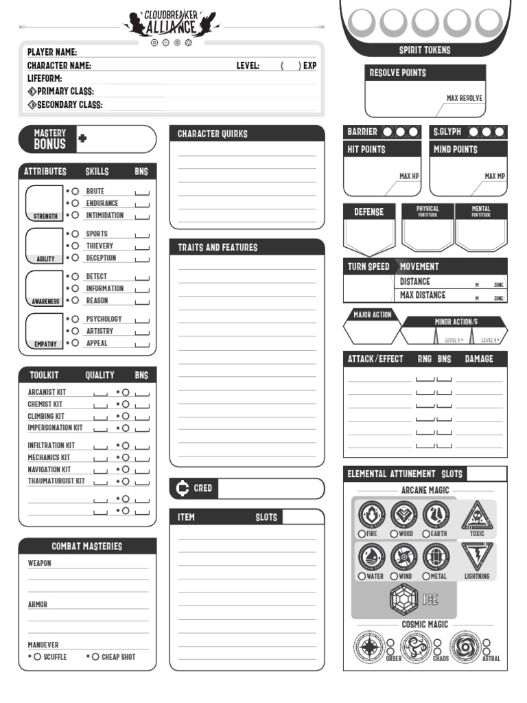 CBA Character Sheet Playtest Print | PDF | Gaming | Tabletop Games CBA Character Sheet Playtest Print | PDF | Gaming | Tabletop Games