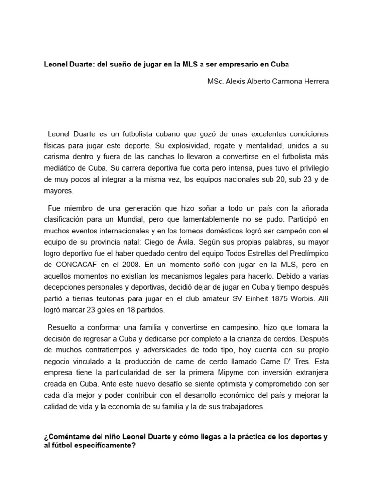 Leonel Duarte | PDF | Cuba | Asociación de Futbol