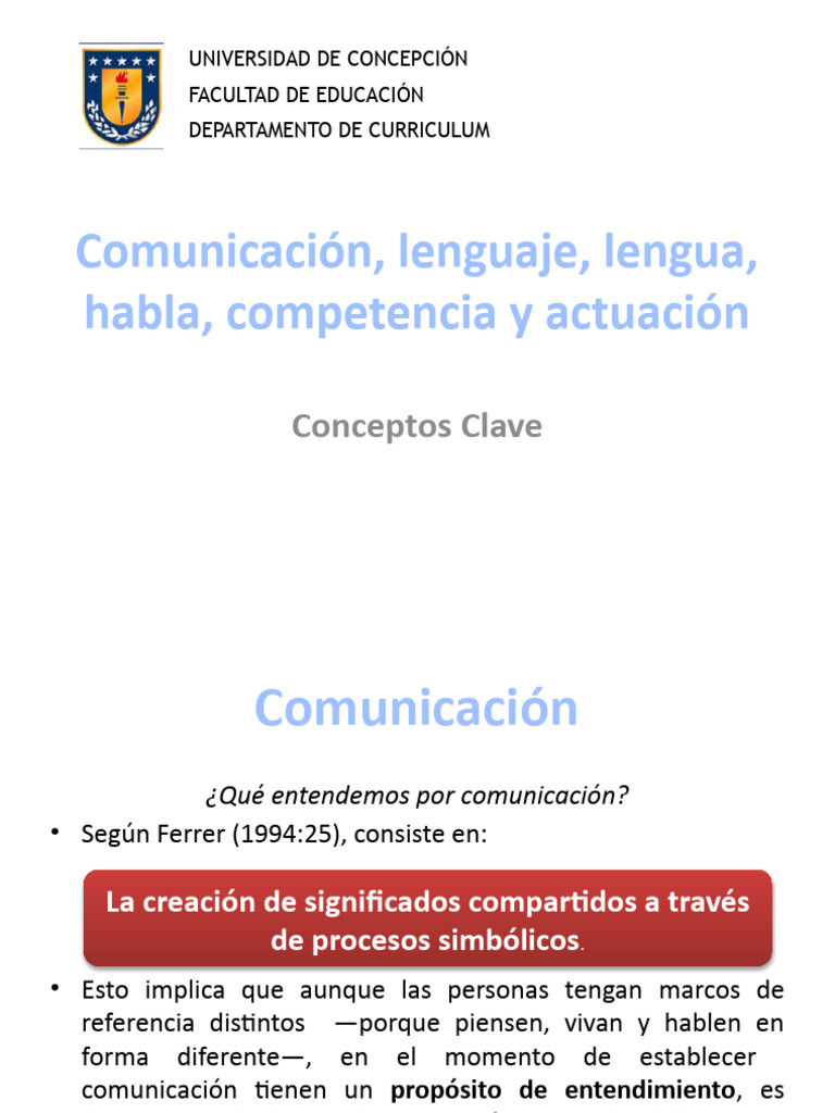 Conceptos Comunicación Lenguaje Lengua Habla | PDF | Comunicación | Habla