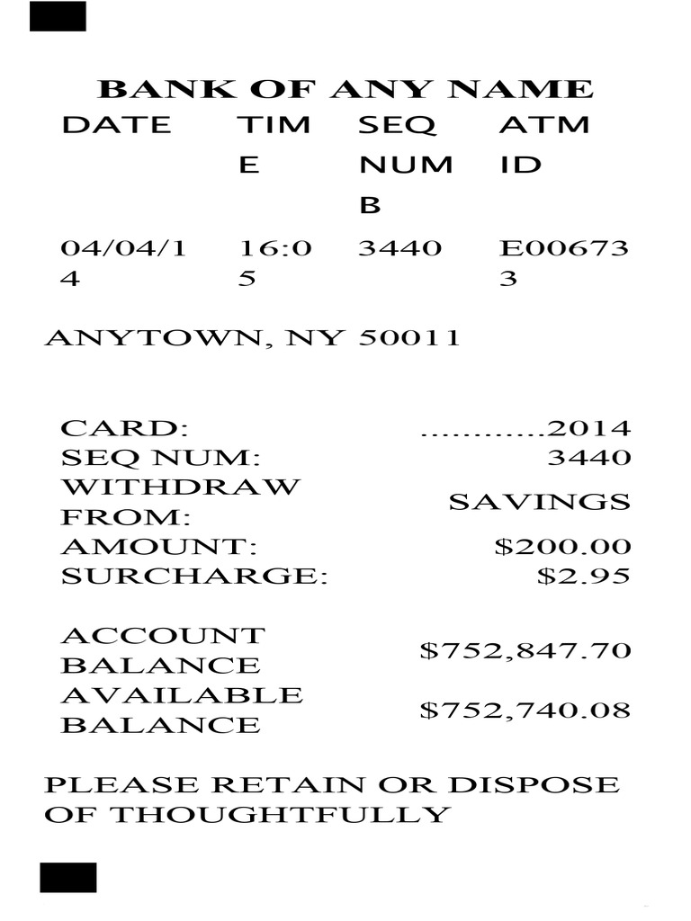 Fake Atm Receipt Template | PDF