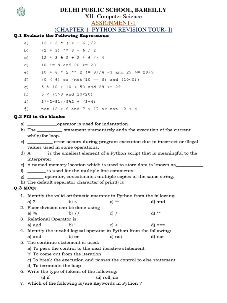 XII-CS (Ch. 1) ASSIGNMENT-1 | PDF | Control Flow | Software Development