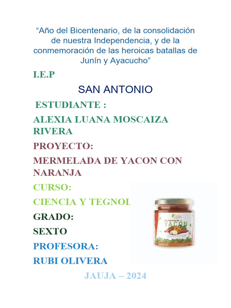 Proyecto Mermelada | PDF | Cocinando | Fruta