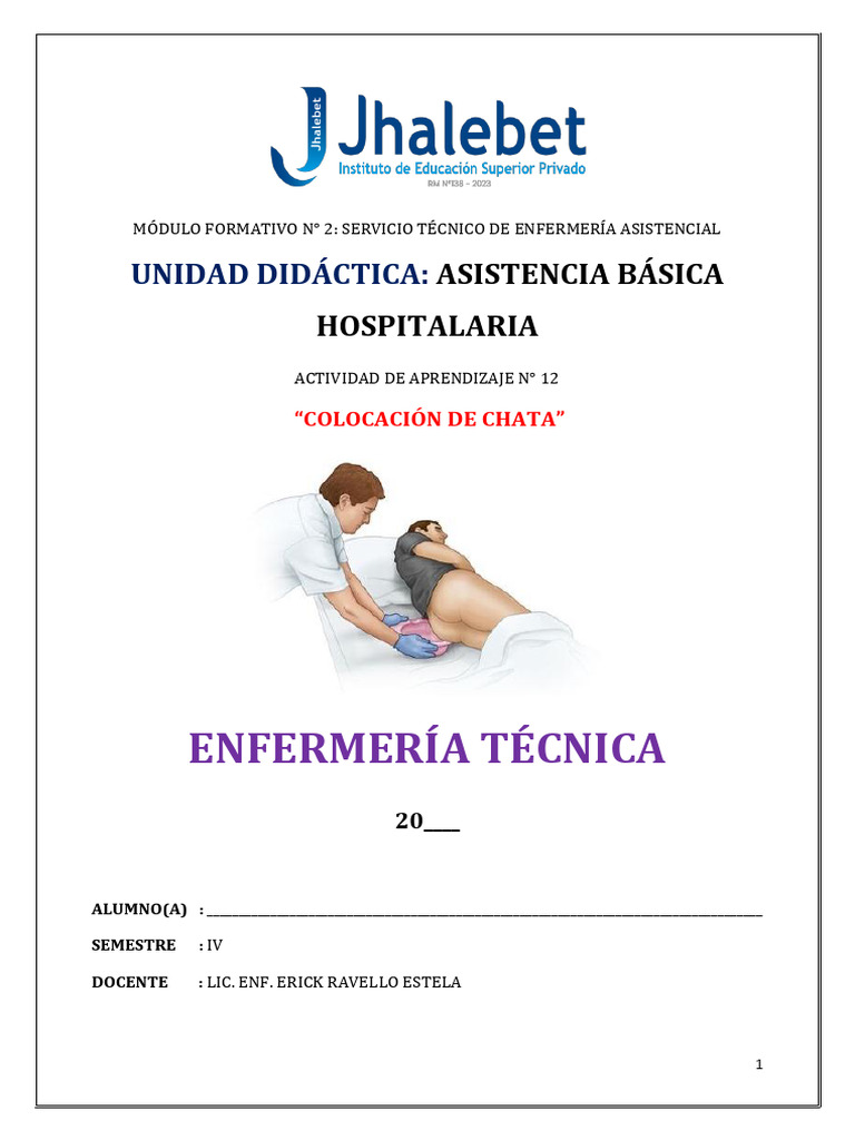 Colocación de Chata | PDF | Lavado de manos | Especialidades Medicas