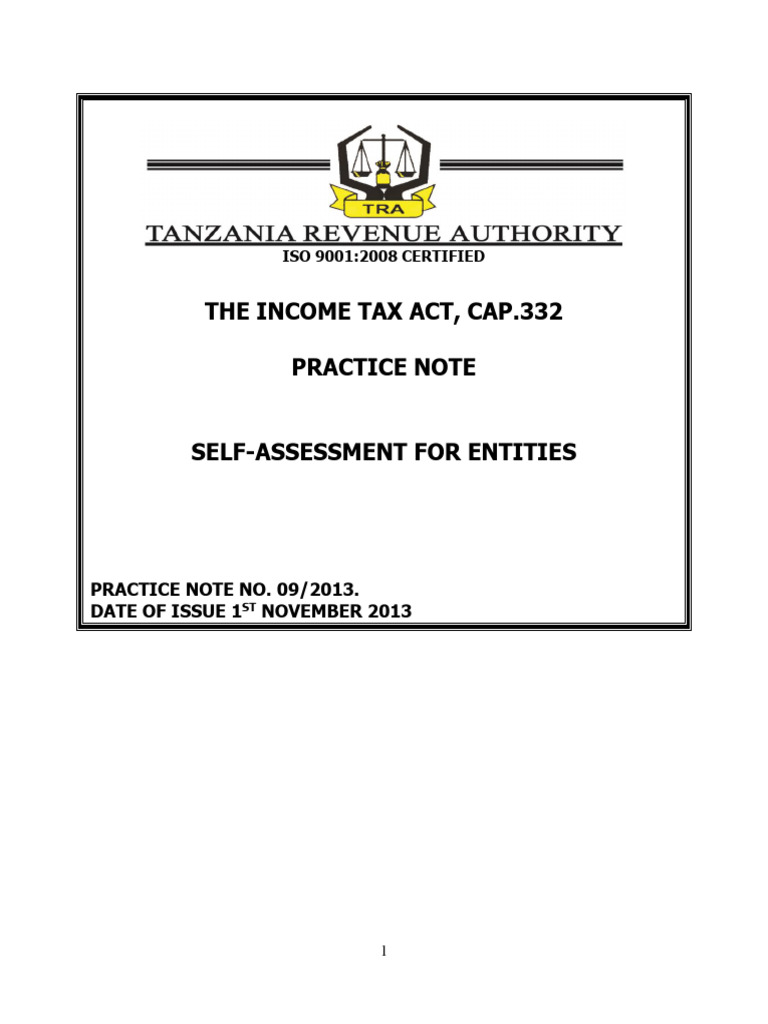 Practice Note No 09 Self - Assessment | PDF | Income Tax | Tax Refund