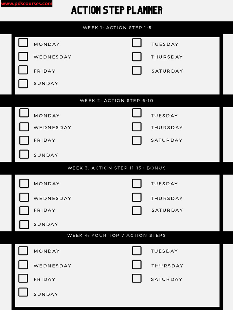 Action Step Planner | PDF | Career & Growth | Self-Improvement
