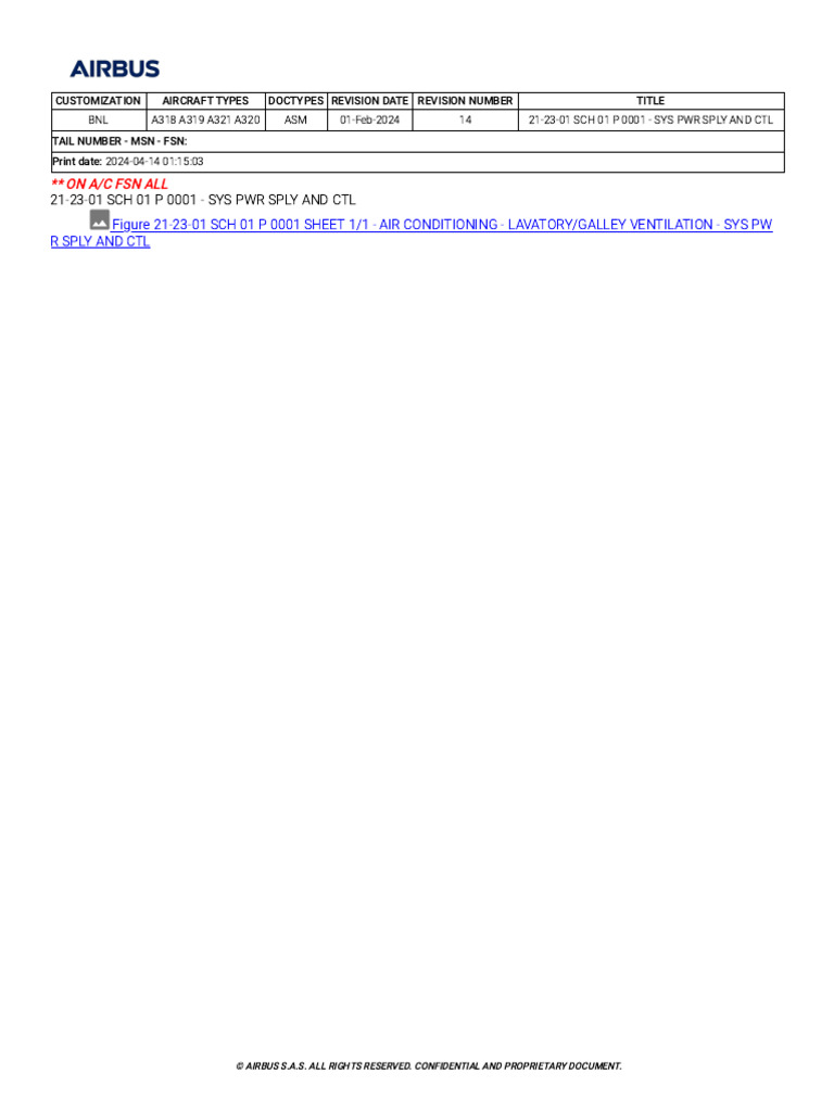 BNL - A318 - A319 - A320 - A321 - ASM - 01-Feb-2024 - 21-23-01 SCH 01 P 0001 - SYS PWR SPLY AND ...