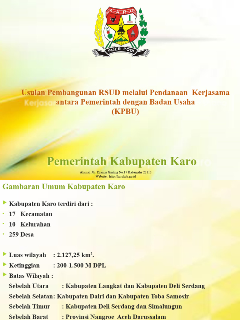 Proposal KPBU RSUD Kabupaten Karo | PDF | Pengelolaan Keuangan & Uang