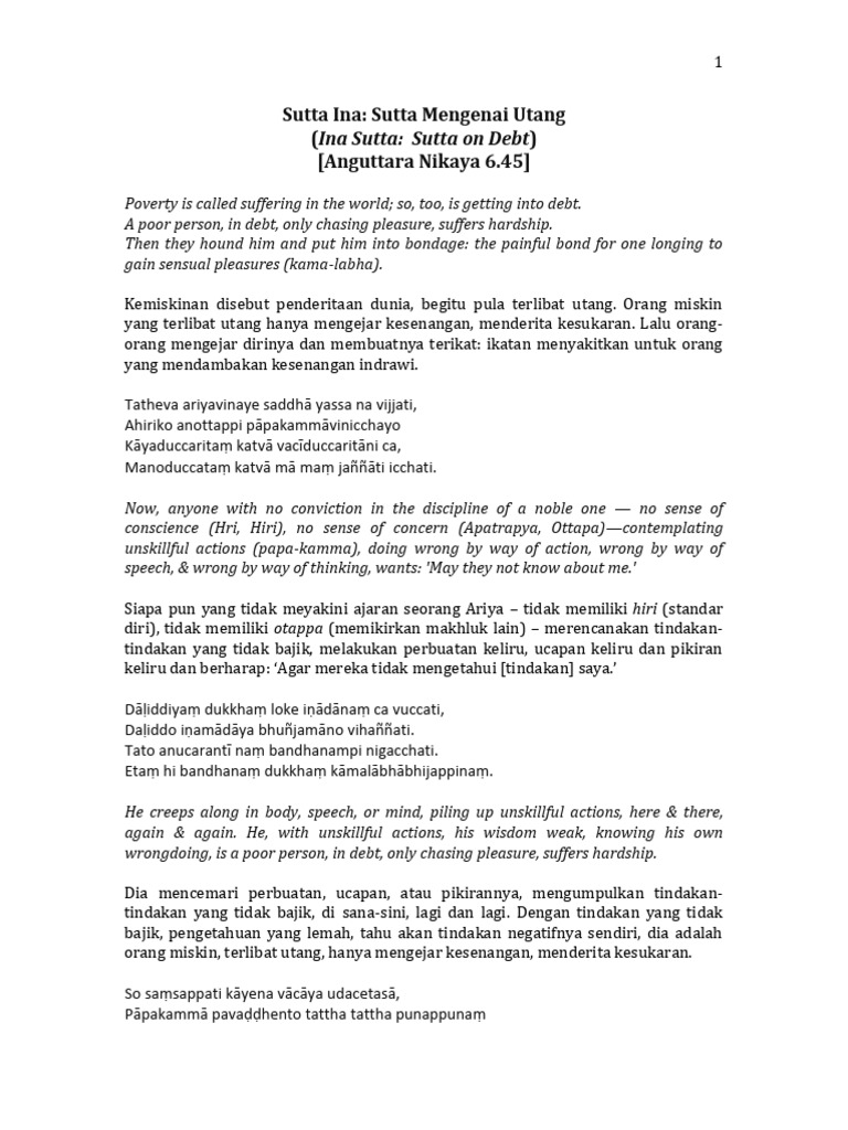 InaSutta Eng Pali&Indo Re-Arrange Gatha Jul2013 | PDF